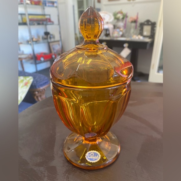 imperial | Dining | Vintage Imperial Amber Candy Dish With Lid Mcm ...